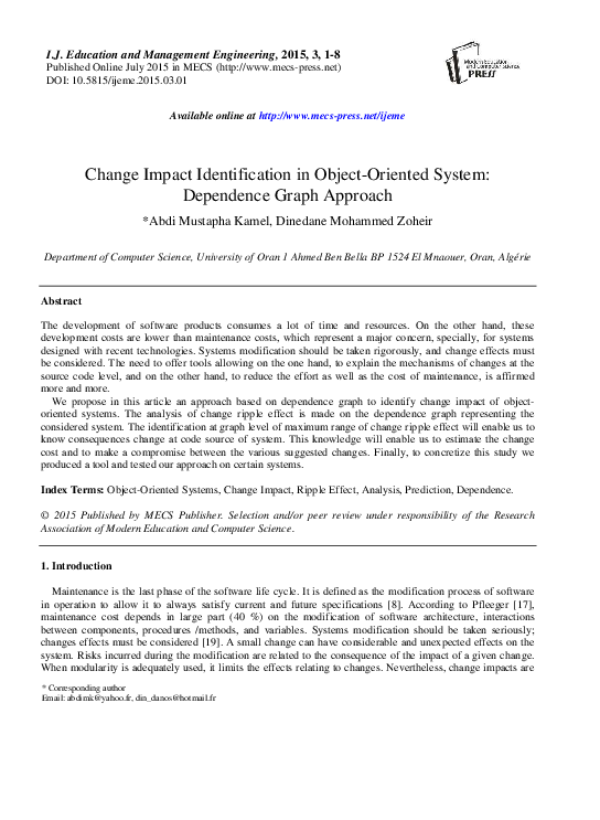 Change Impact Identification in Object-Oriented System: Dependence Graph Approach