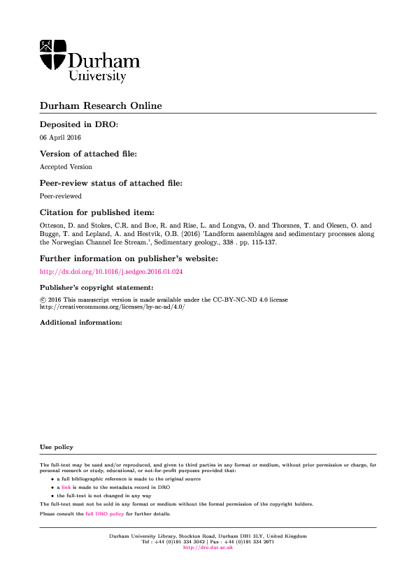 (PDF) Landform assemblages and sedimentary processes along the ...