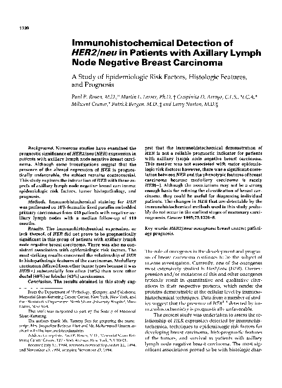 (PDF) Immunohistochemical detection ofHER2/neu in patients with ...
