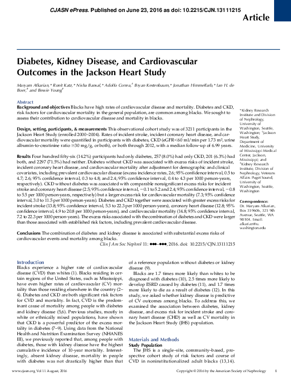 (PDF) Diabetes, Kidney Disease, and Cardiovascular Outcomes in the ...