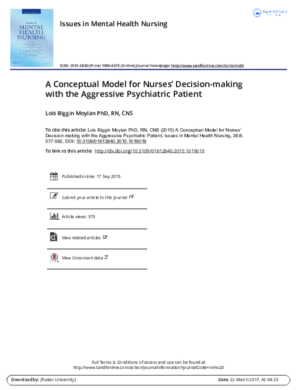 (PDF) A Conceptual Model for Nurses’ Decision-making with the ...