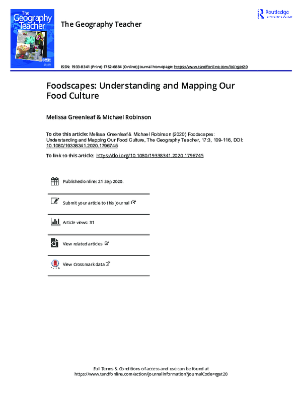 (PDF) Foodscapes: Understanding and Mapping Our Food Culture