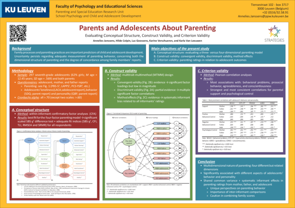 (PDF) Parents and Adolescents About Parenting. Evaluating Conceptual Structure, Construct ...