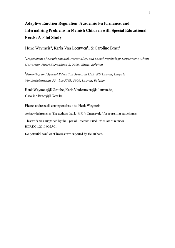 (PDF) Adaptive emotion regulation, academic performance and ...