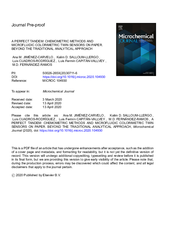 (PDF) A perfect tandem: chemometric methods and microfluidic ...