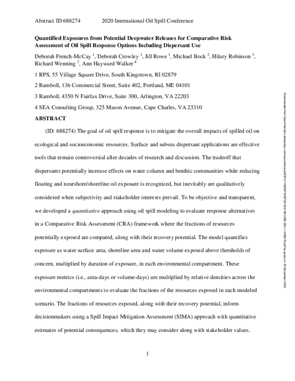 (PDF) Quantified Exposures from Potential Deepwater Releases for ...