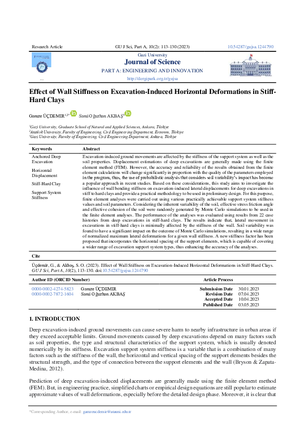 (PDF) Effect of Wall Stiffness on Excavation-Induced Horizontal ...