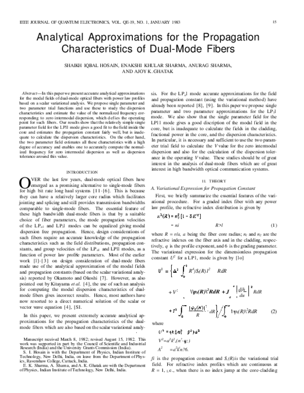 (PDF) Analytical approximations for the propagation characteristics of dual-mode fibers