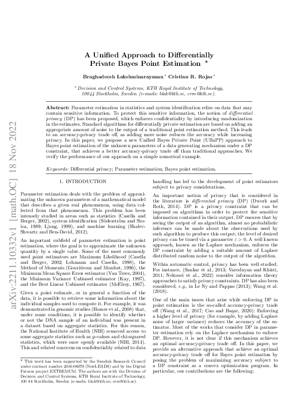 (PDF) A Unified Approach to Differentially Private Bayes Point Estimation (PDF) A Unified Approach to Differentially Private Bayes Point Estimation
