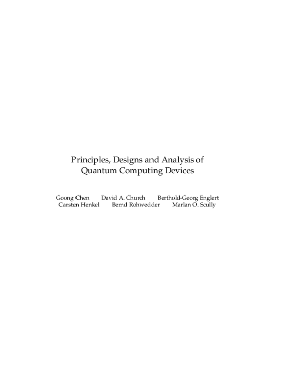 (PDF) Principles , Designs and Analysis of Quantum Computing Devices