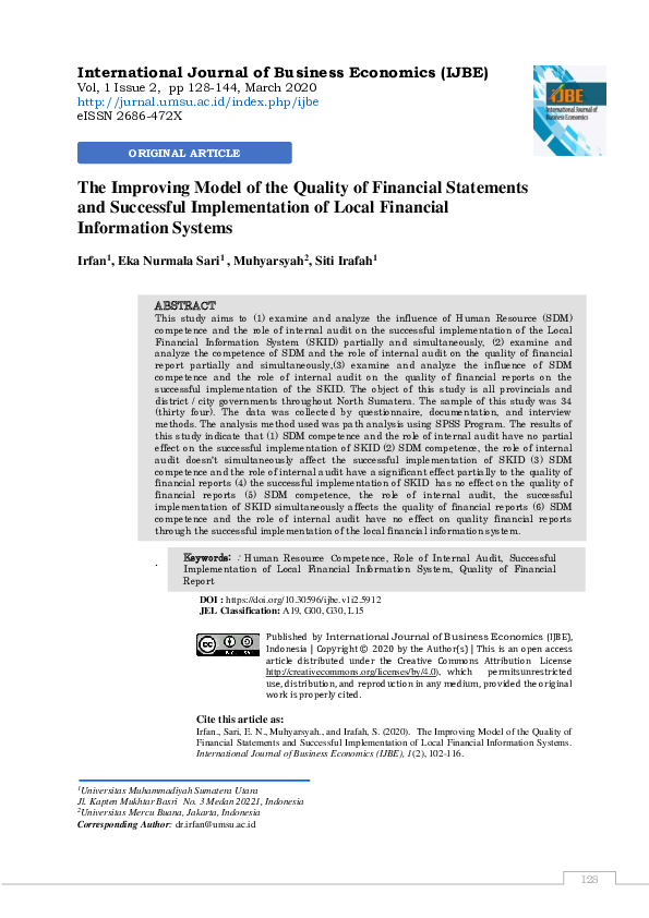 (PDF) The Improving Model of the Quality of Financial Statements and ...