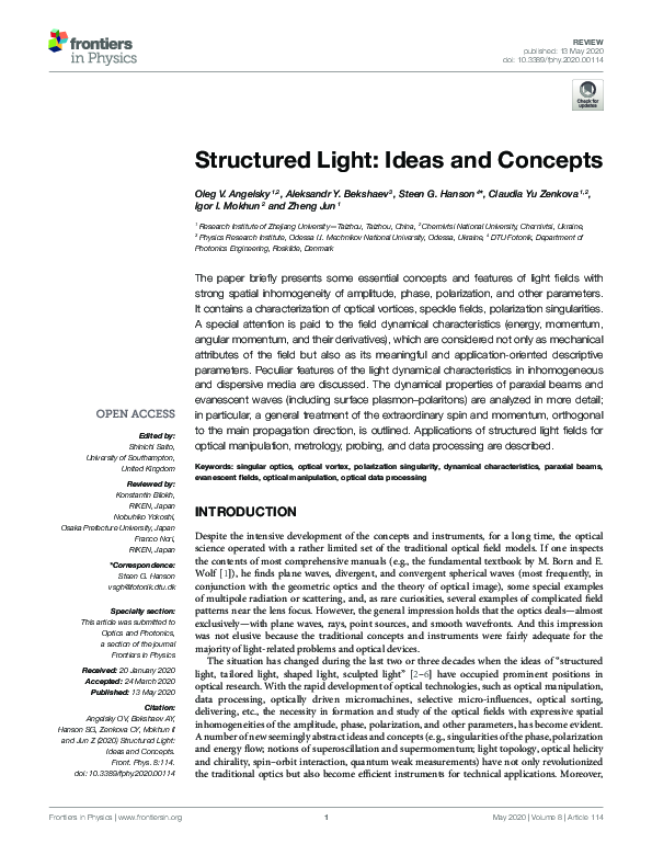 (PDF) Structured Light: Ideas and Concepts