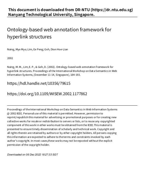 (PDF) Ontology-based web annotation framework for hyperlink structures