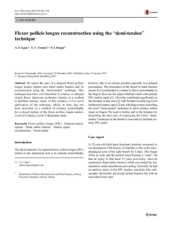 (PDF) Flexor pollicis longus reconstruction using the “demi-tendon ...