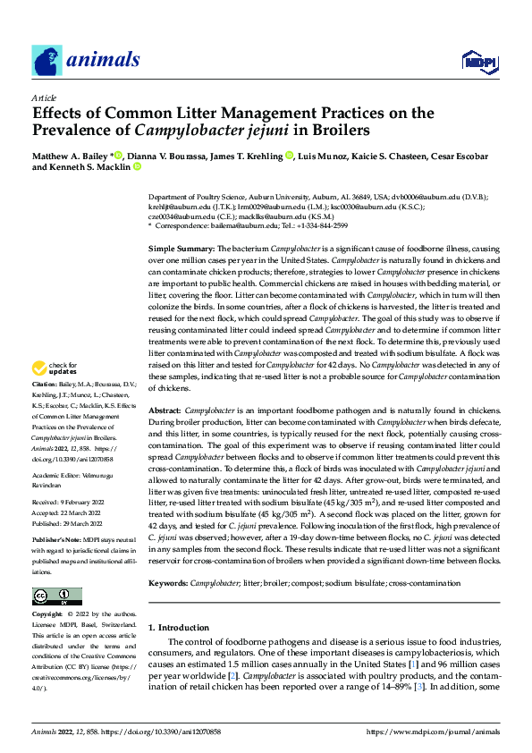 (PDF) Effects of Common Litter Management Practices on the Prevalence ...