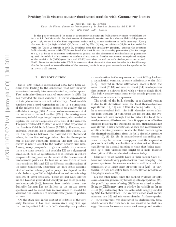 (PDF) Probing bulk viscous matter-dominated models with gamma-ray bursts