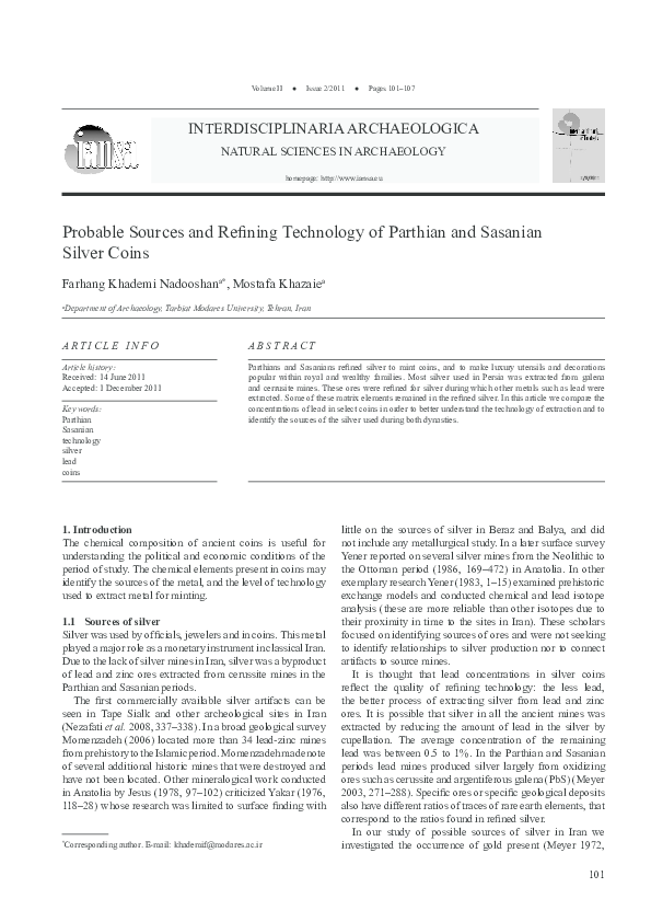 (PDF) Probable Sources and Refining Technology of Parthian and Sasanian ...