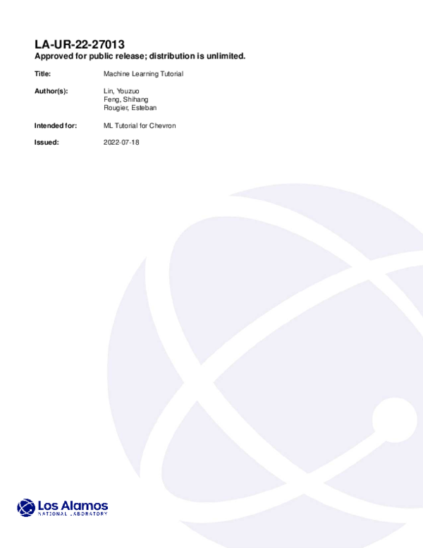 (PDF) Machine Learning Tutorial