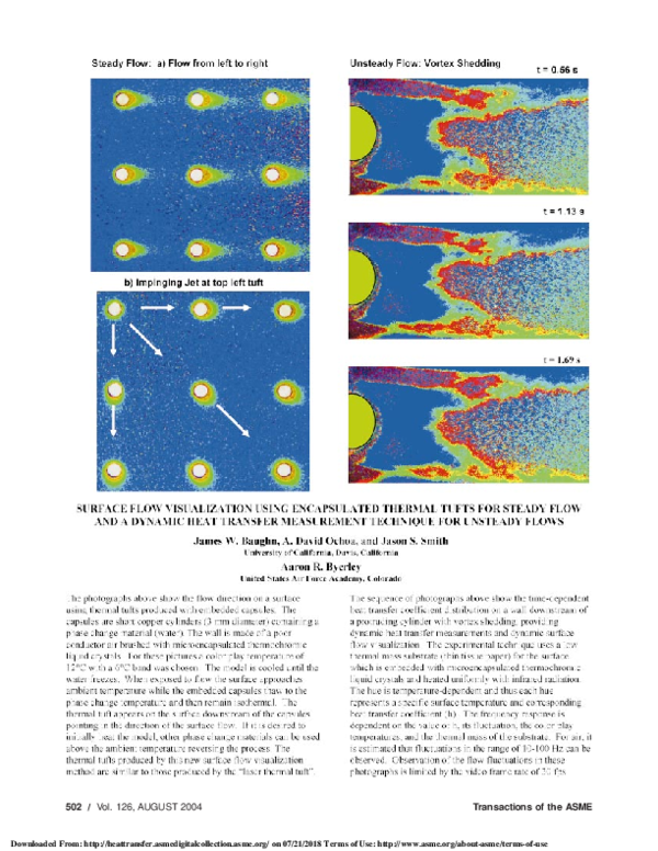 (PDF) Surface Flow Visualization Using Encapsulated Thermal Tufts for Steady Flow and a Dynamic ...