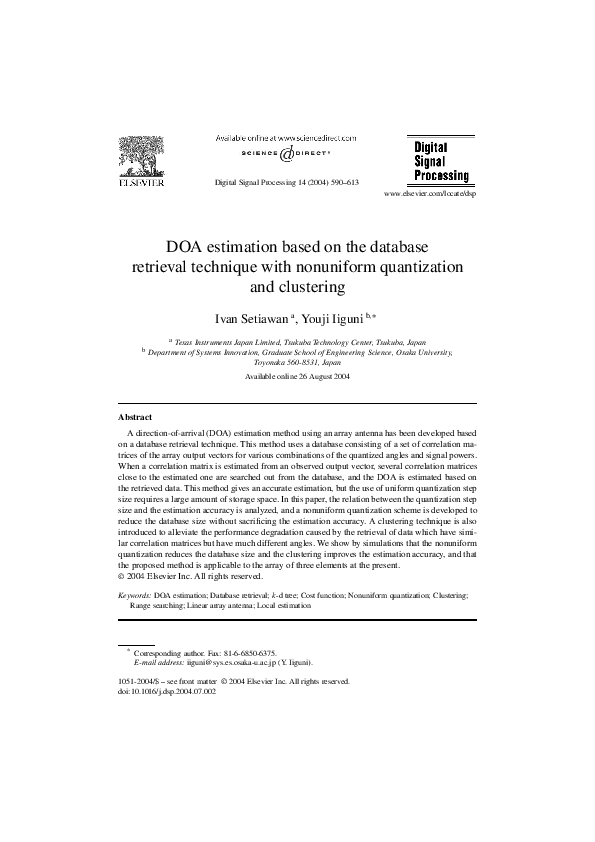 (PDF) DOA estimation based on the database retrieval technique with nonuniform quantization and ...