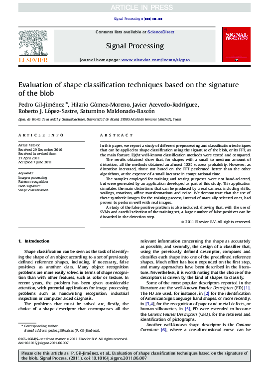 (PDF) Evaluation of shape classification techniques based on the ...