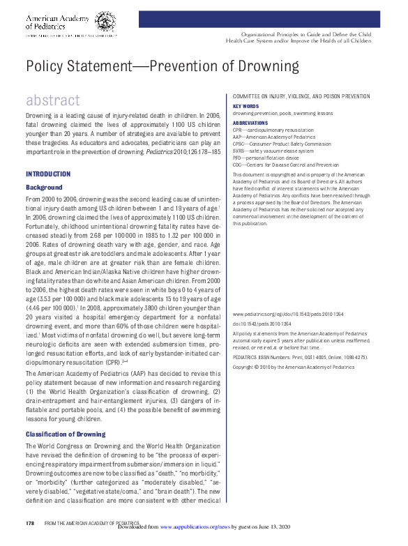 (PDF) Prevention of Drowning