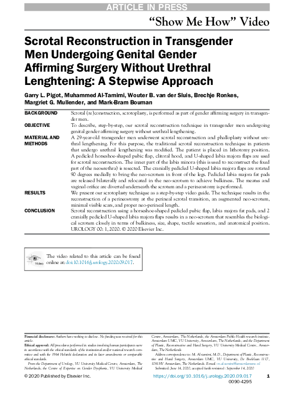 (PDF) Scrotal Reconstruction in Transgender Men Undergoing Genital ...