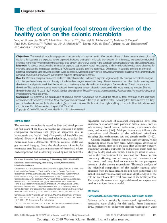 (PDF) The effect of surgical fecal stream diversion of the healthy ...