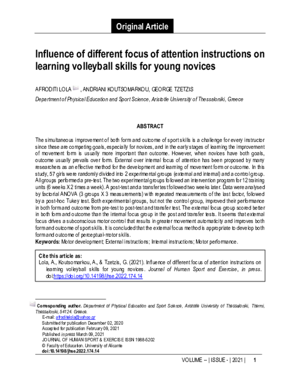 (PDF) Influence of different focus of attention instructions on ...