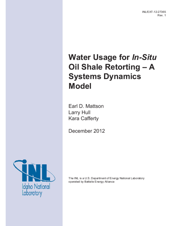 (PDF) Water Usage for In-Situ Oil Shale Retorting ? A Systems Dynamics ...