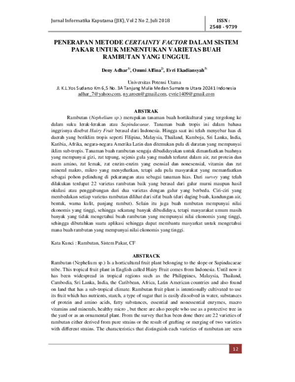 (PDF) Penerapan Metode Certainty Factor Dalam Sistem Pakar Untuk ...