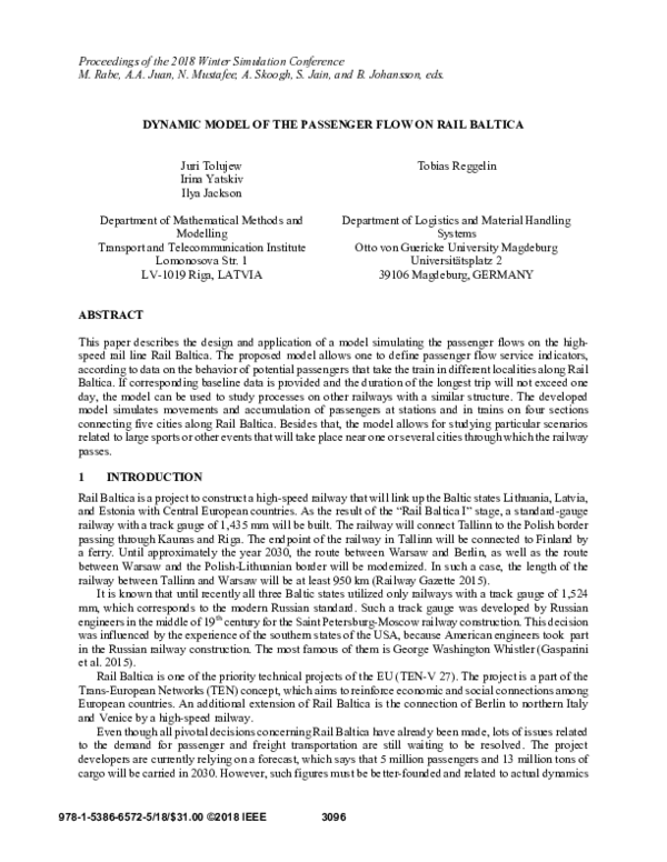 (PDF) Dynamic model of the passenger flow on Rail Baltica