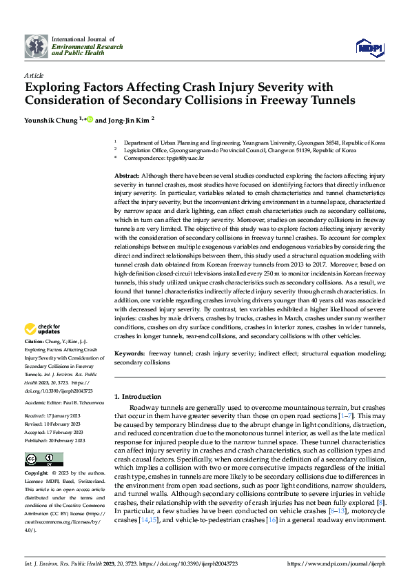 (PDF) Exploring Factors Affecting Crash Injury Severity with Consideration of Secondary ...