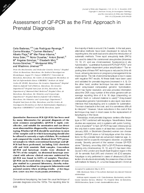 (PDF) Assessment of QF-PCR as the First Approach in Prenatal Diagnosis ...