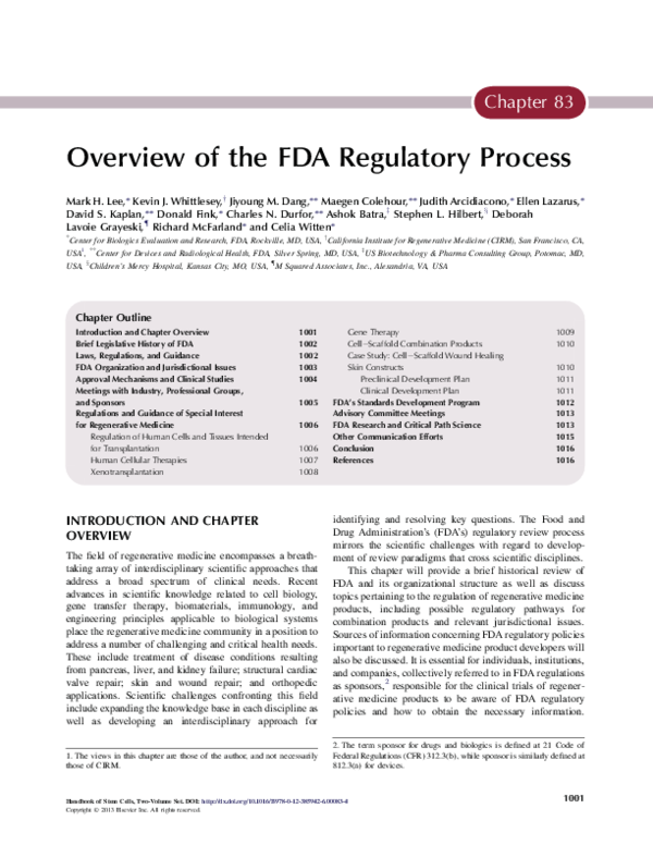 (PDF) Overview of the FDA Regulatory Process