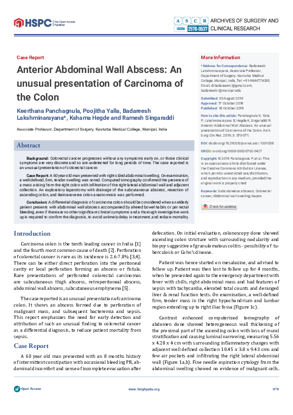 (PDF) Anterior Abdominal Wall Abscess: An unusual presentation of ...
