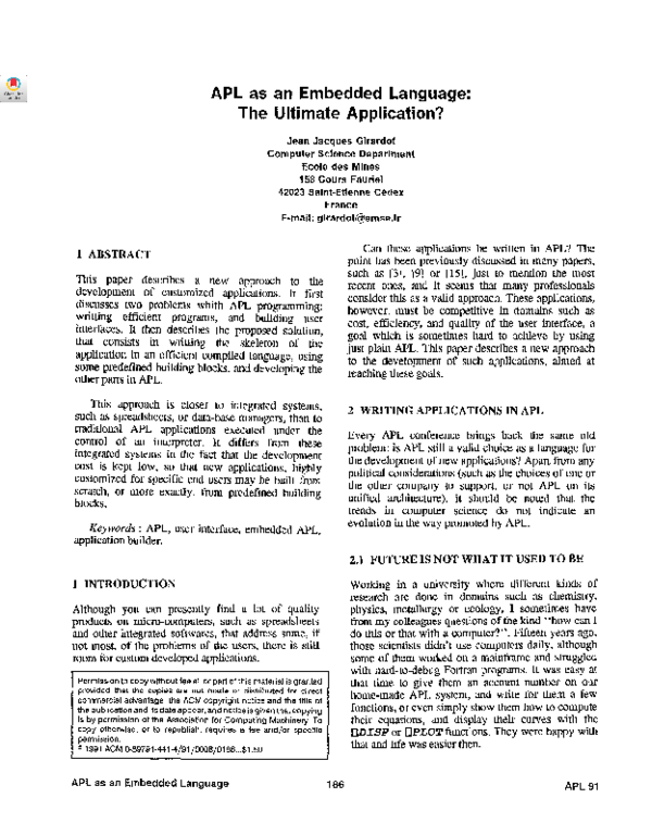 (PDF) APL as an embedded language