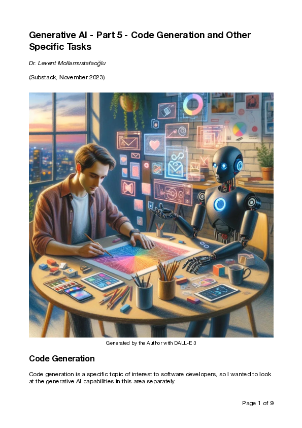 (PDF) Generative AI -Part 5 -Code Generation and Other Specific Tasks