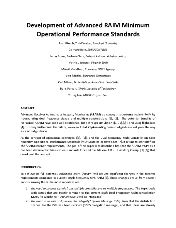 (PDF) Development of Advanced RAIM Minimum Operational Performance ...