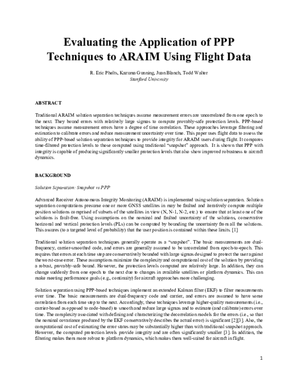 (PDF) Evaluating the Application of PPP Techniques to ARAIM Using Flight Data