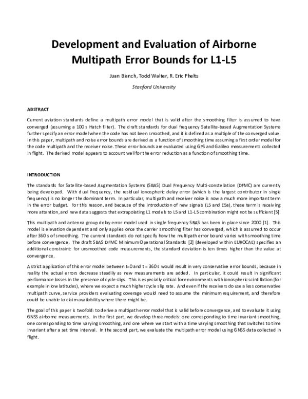 (PDF) Development and Evaluation of Airborne Multipath Error Bounds for ...
