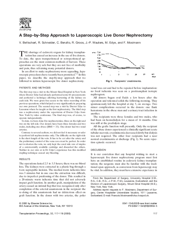 (PDF) A step-by-step approach to laparoscopic live donor nephrectomy ...