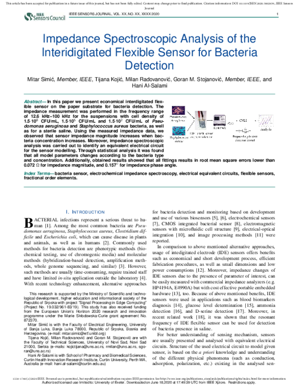 (PDF) Impedance Spectroscopic Analysis of the Interidigitated Flexible Sensor for Bacteria Detection