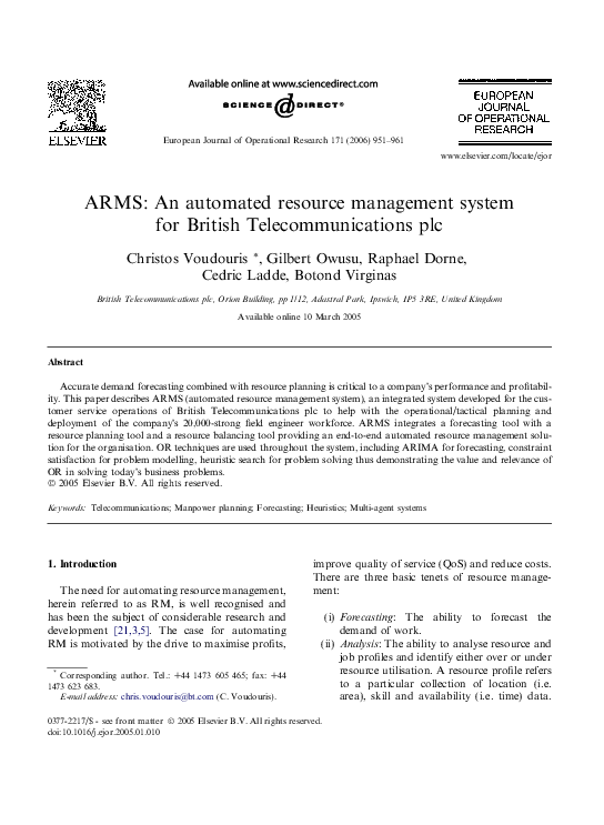 (PDF) ARMS: An automated resource management system for British ...