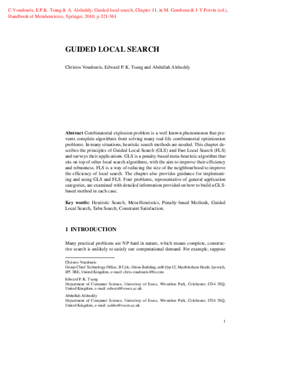 (PDF) Guided Local Search