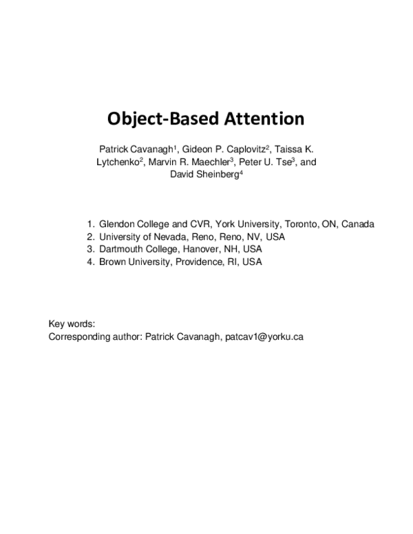 (PDF) Object-Based Attention