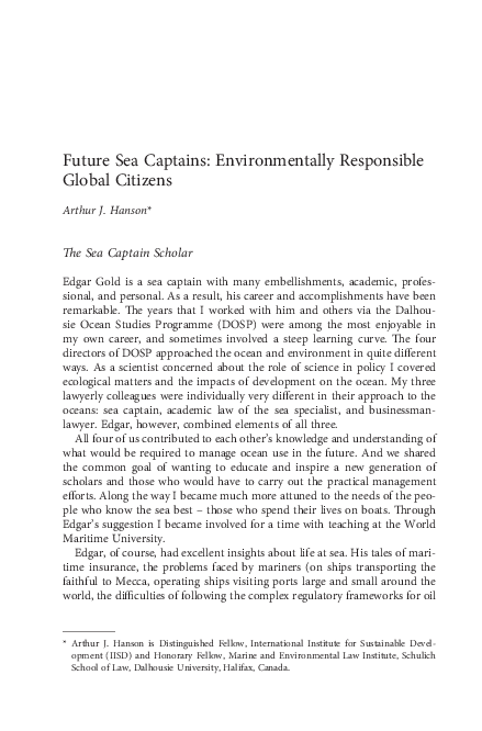 (PDF) Future Sea Captains: Environmentally Responsible Global Citizens