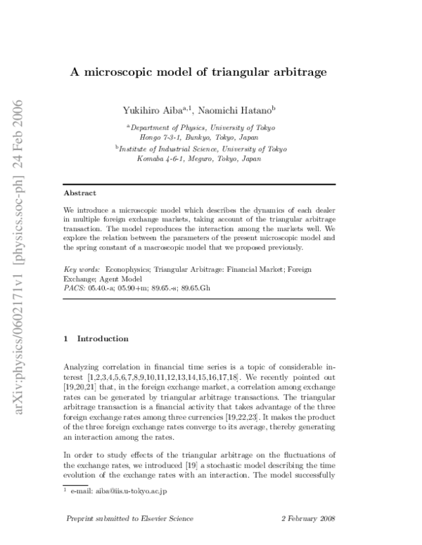 (PDF) A microscopic model of triangular arbitrage