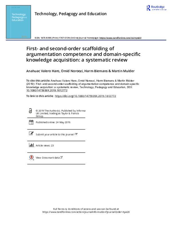(PDF) First- and second-order scaffolding of argumentation competence and domain-specific ...