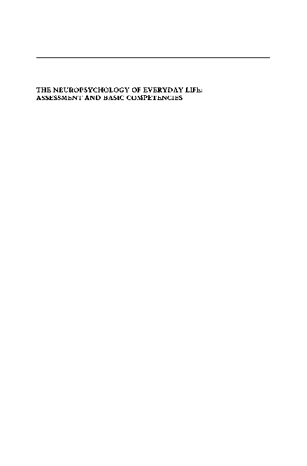 (PDF) The Neuropsychology of Everyday Life: Assessment and Basic ...
